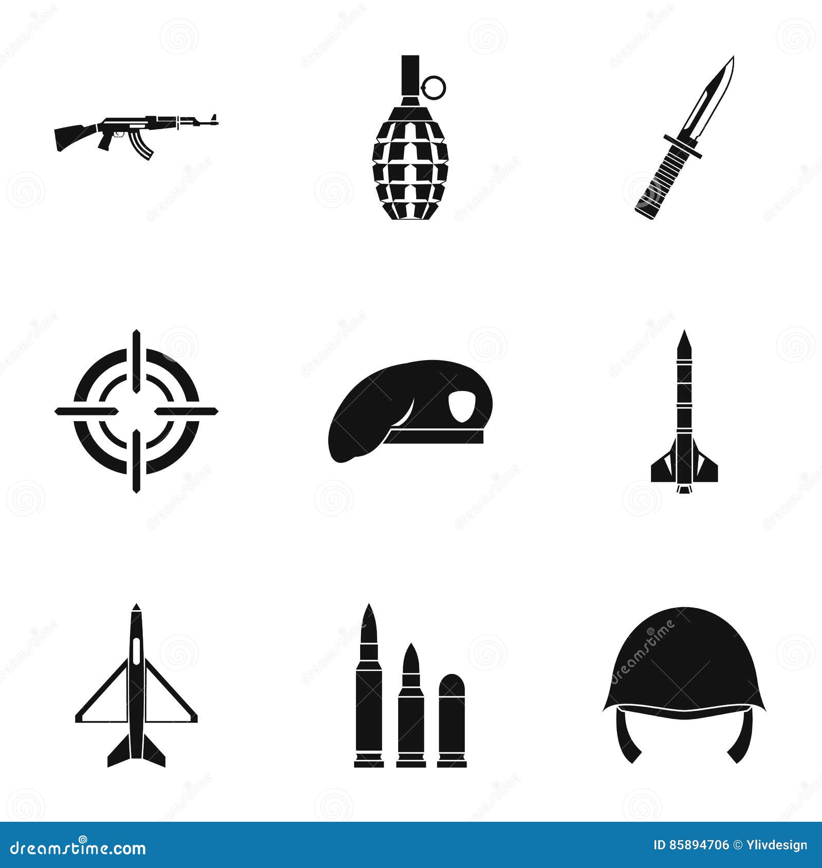Military Weapons Icons Set, Simple Style Stock Vector - Illustration of ...