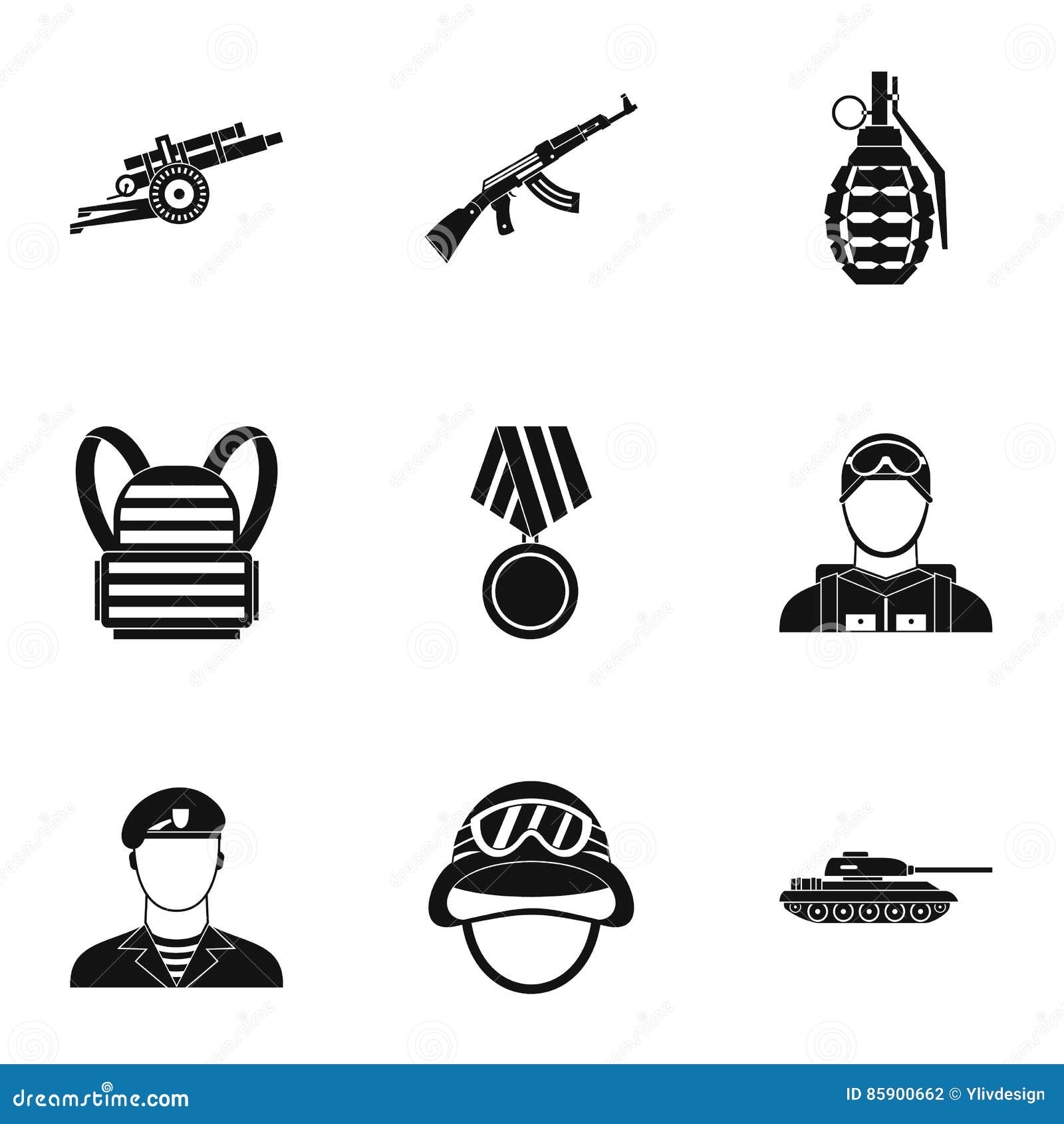 Military Weapons Icons Set, Simple Style Stock Vector - Illustration of ...