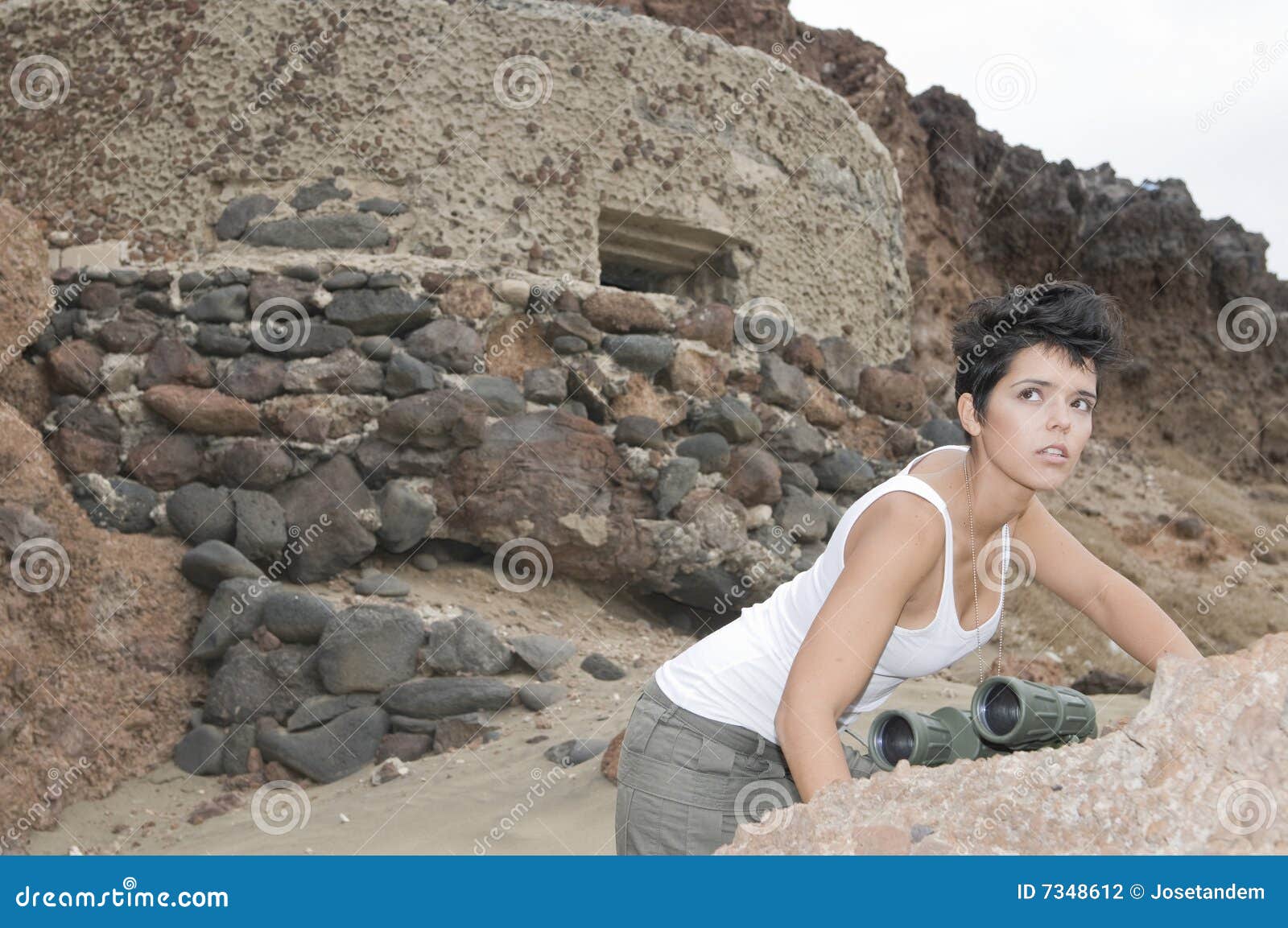 Military Woman Near a Bunker Stock Photo - Image of pretty, girl: 7348612
