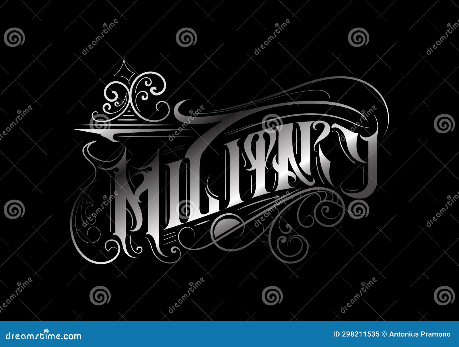 MILITARY Word Lettering Custom Style Stock Vector - Illustration of ...