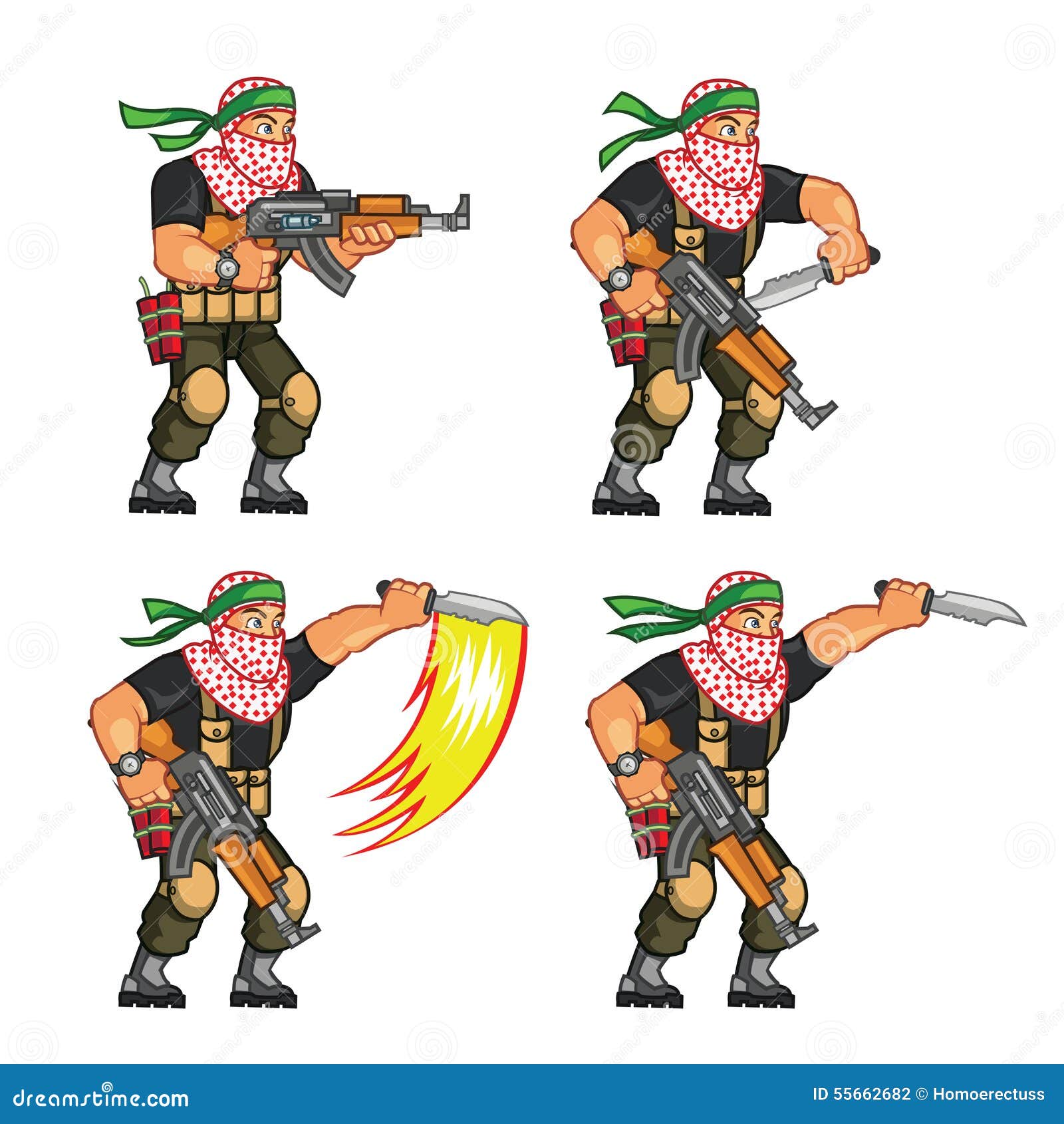 Militia Knife Attack Sprite Stock Vector - Illustration of attack ...