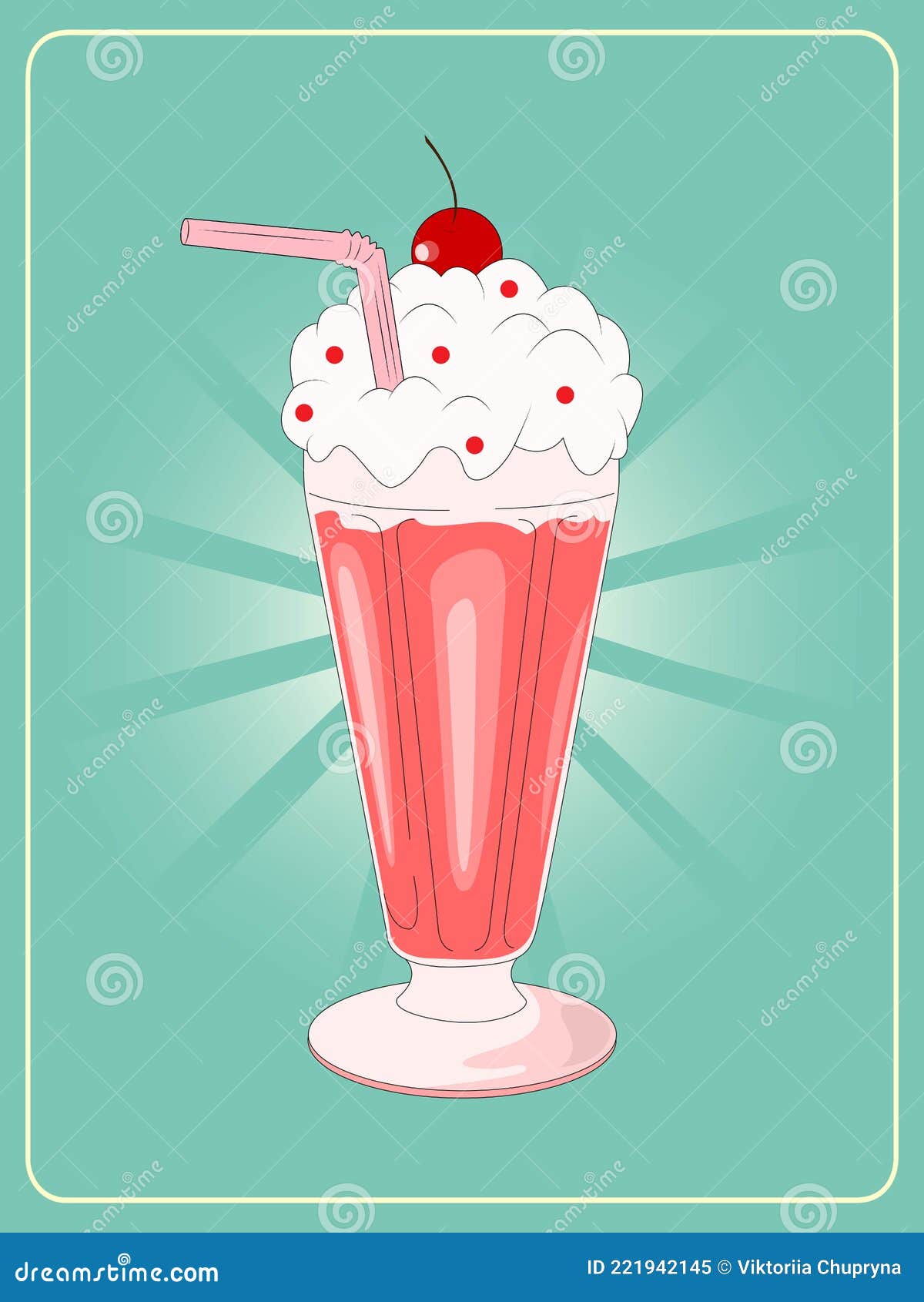 Retro Poster with Milkshake Stock Illustration - Illustration of ...