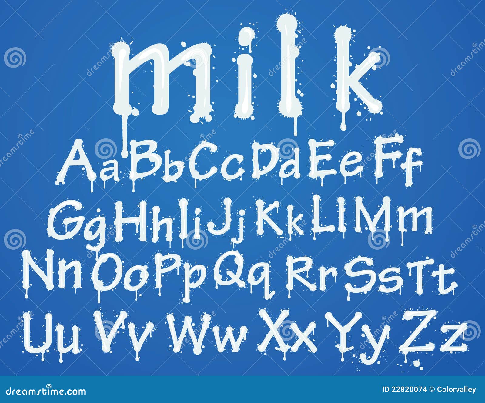 Milk Alphabet Vector Set. Yoghurt Or Cream Font. Dairy Lettering. White ...