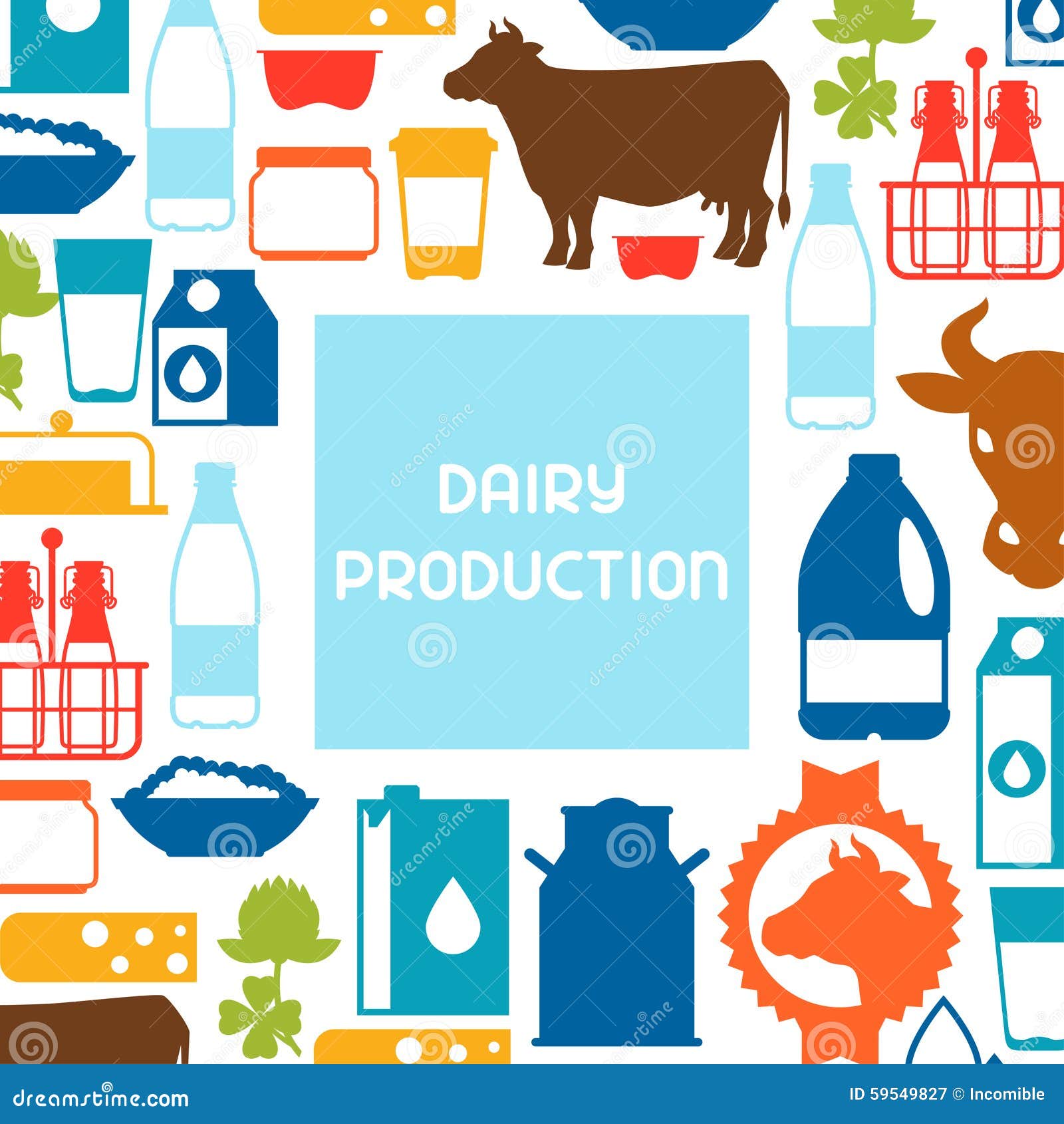 Milk Background with Dairy Products and Objects Stock Vector ...
