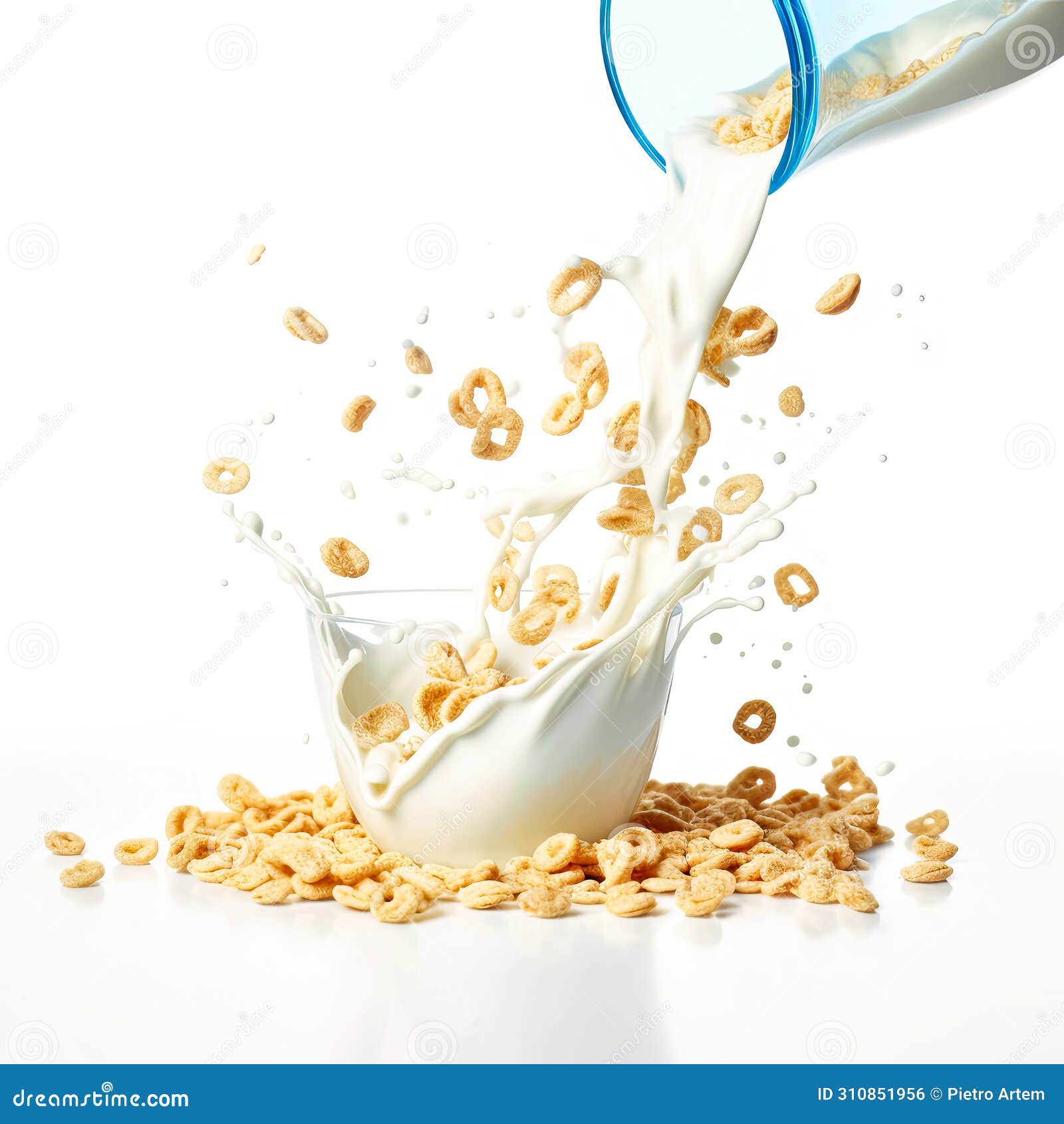 Milk Being Poured into Cereal Stock Photo - Image of pouring, nutrition ...