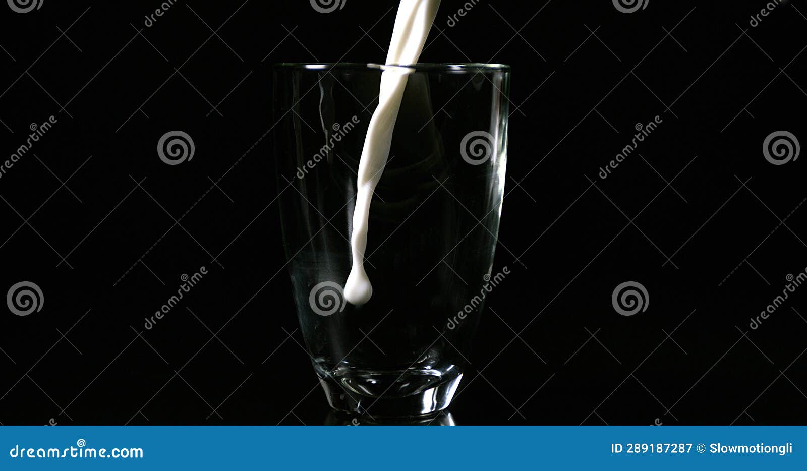 Milk Being Poured into Glass Against Black Background Stock Image ...