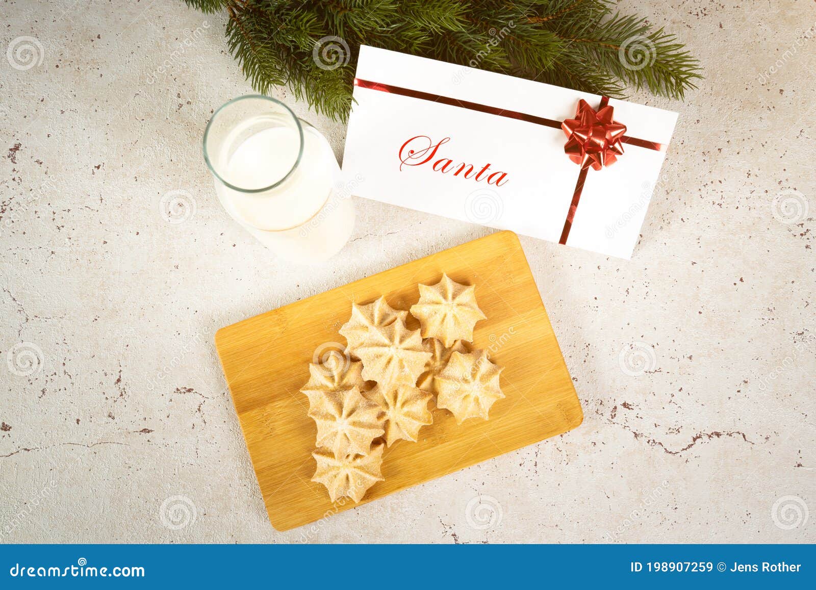 Milk and Biscuits for Santa on a Table View from the Top Stock Image ...