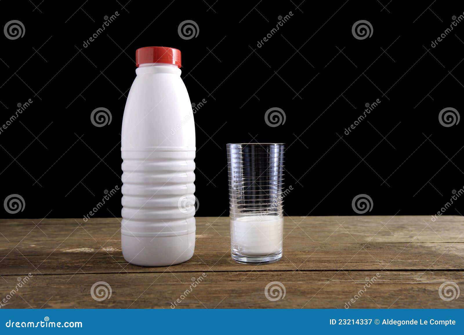 Milk Bottle and Empty Glass Stock Image - Image of plastic, horizontal ...