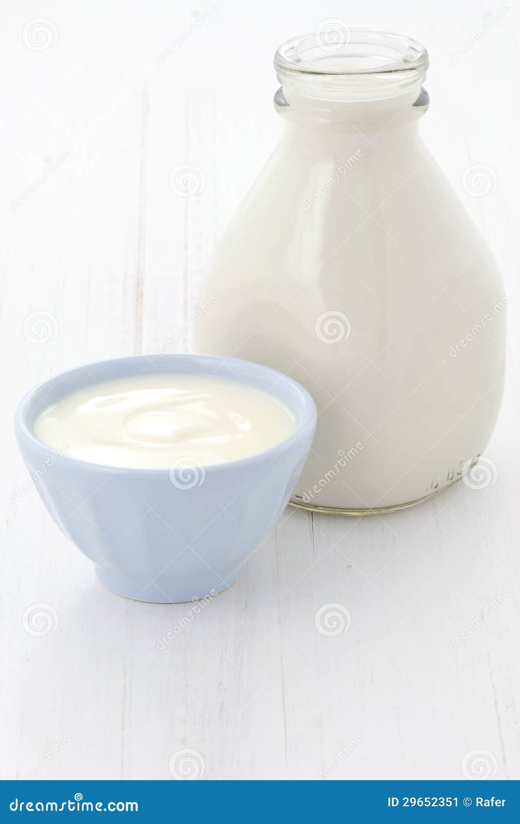 Milk Bottle and Plain Yogurt Stock Image - Image of dessert, mousse ...