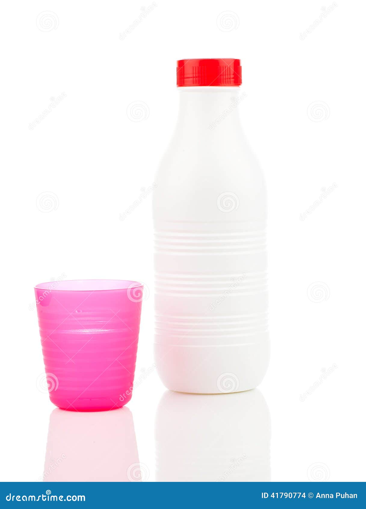 Milk Bottle and Plastic Beaker Stock Photo - Image of freshness ...