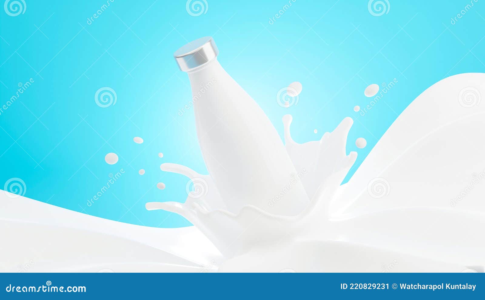Milk bottle with splash stock illustration. Illustration of mockup ...