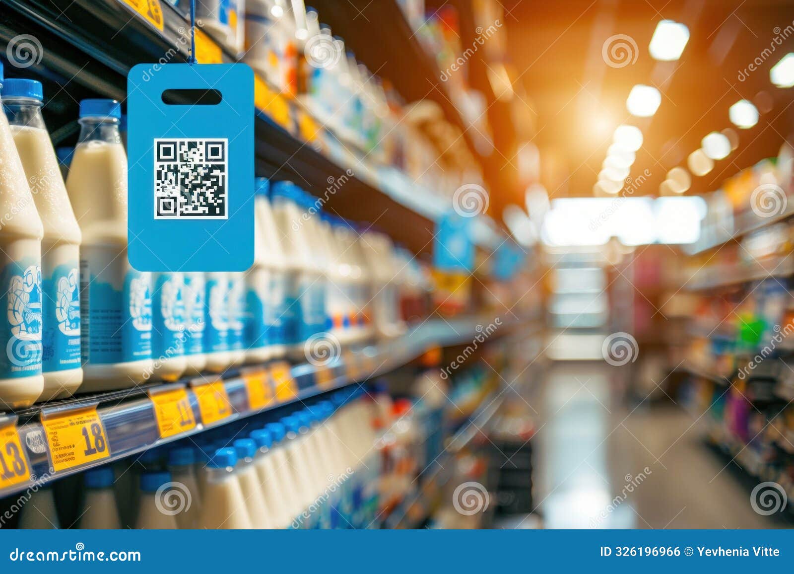 Milk Bottles with QR Code in a Grocery Store. Generative Ai Stock ...