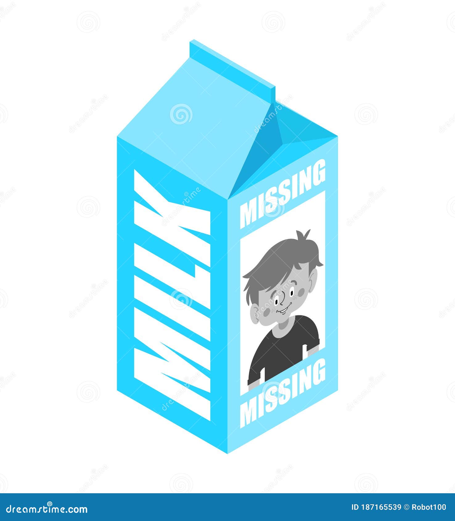 Milk Box Missing Boy. Search for Missing Kid on Milk Packaging Stock ...