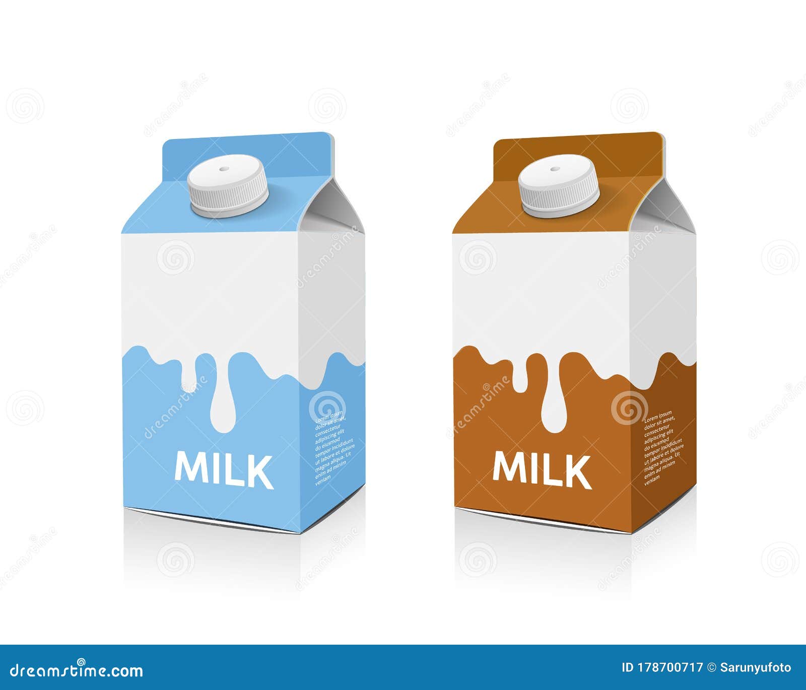 Milk Box Packaging Light Blue and Brown Design Stock Vector ...