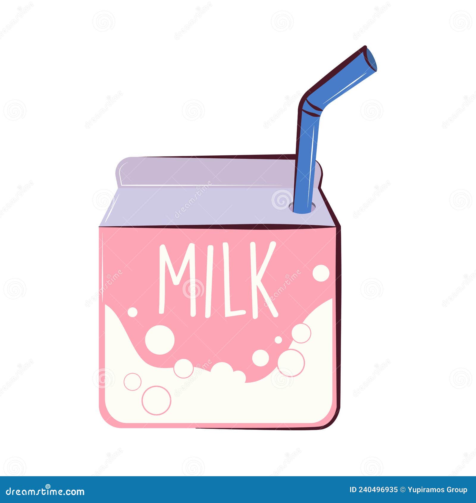Milk box with straw stock vector. Illustration of healthy - 240496935