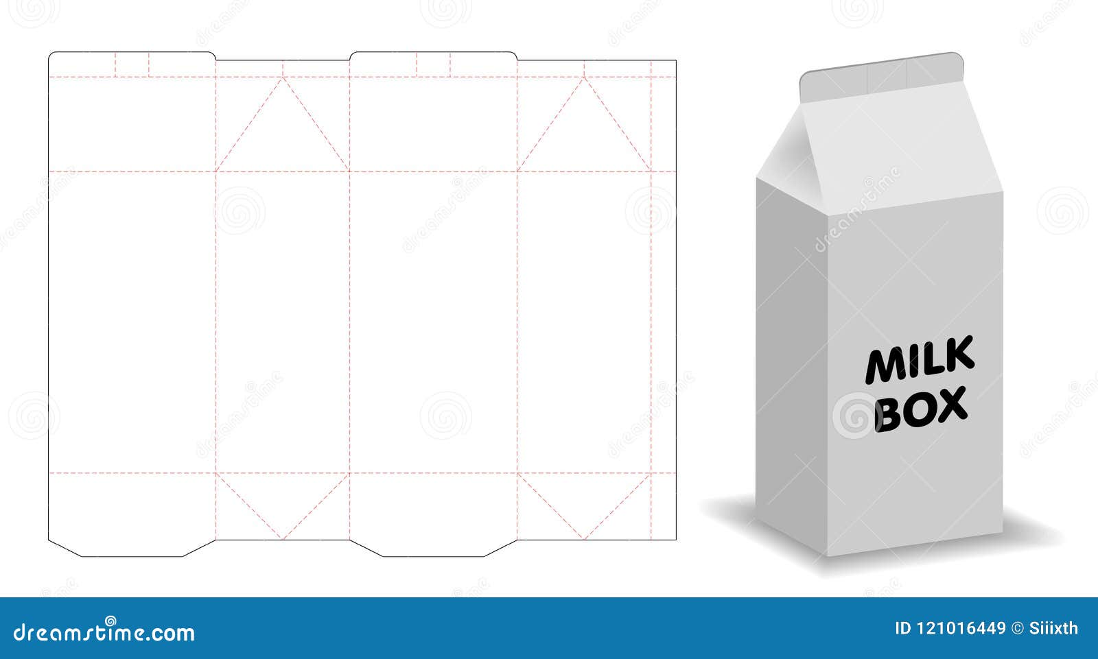Milk Box Template 3d Mockup with Dieline Stock Vector - Illustration of ...