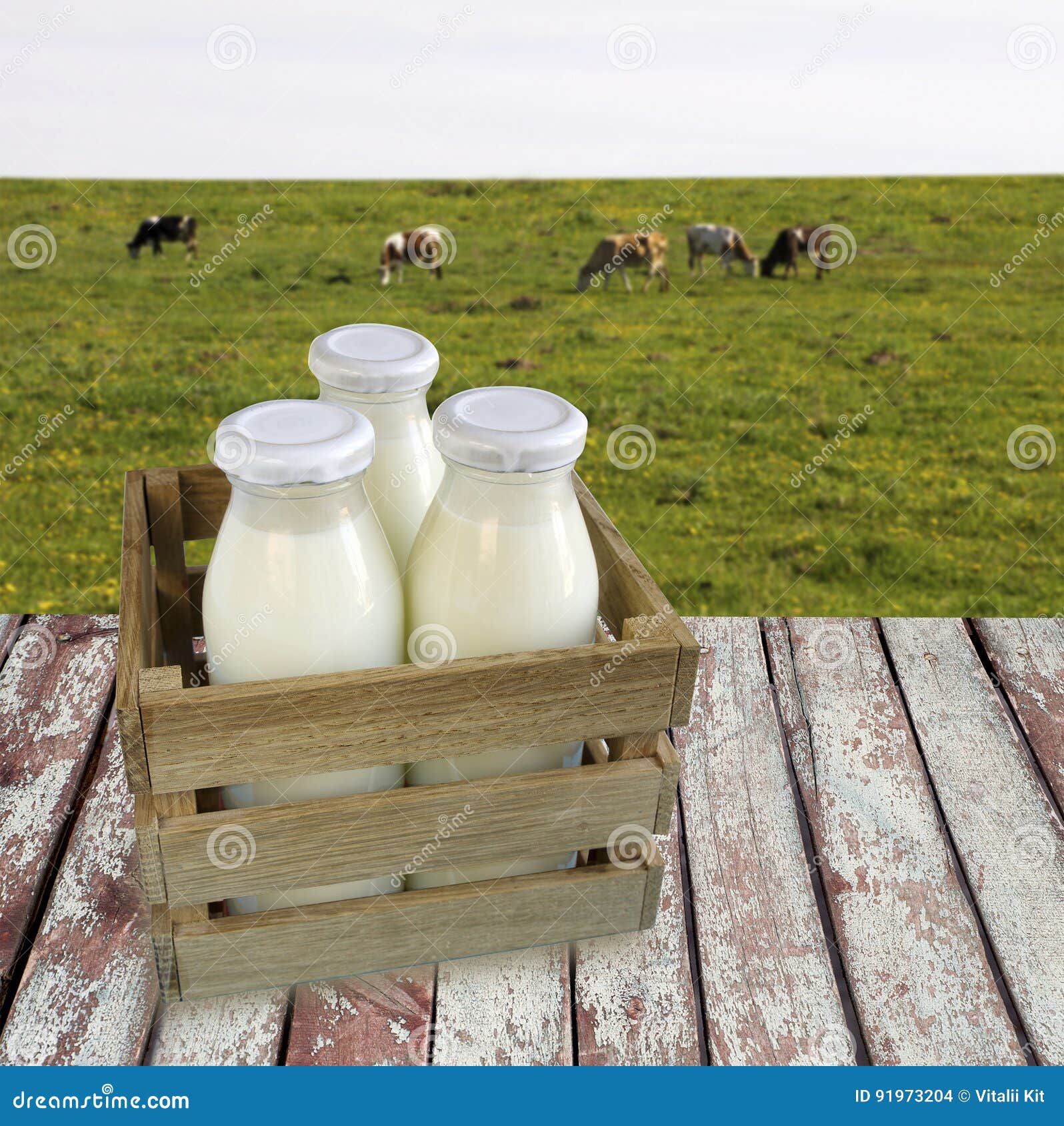 Milk in a Box on Wooden Table Stock Photo - Image of farm, organic ...