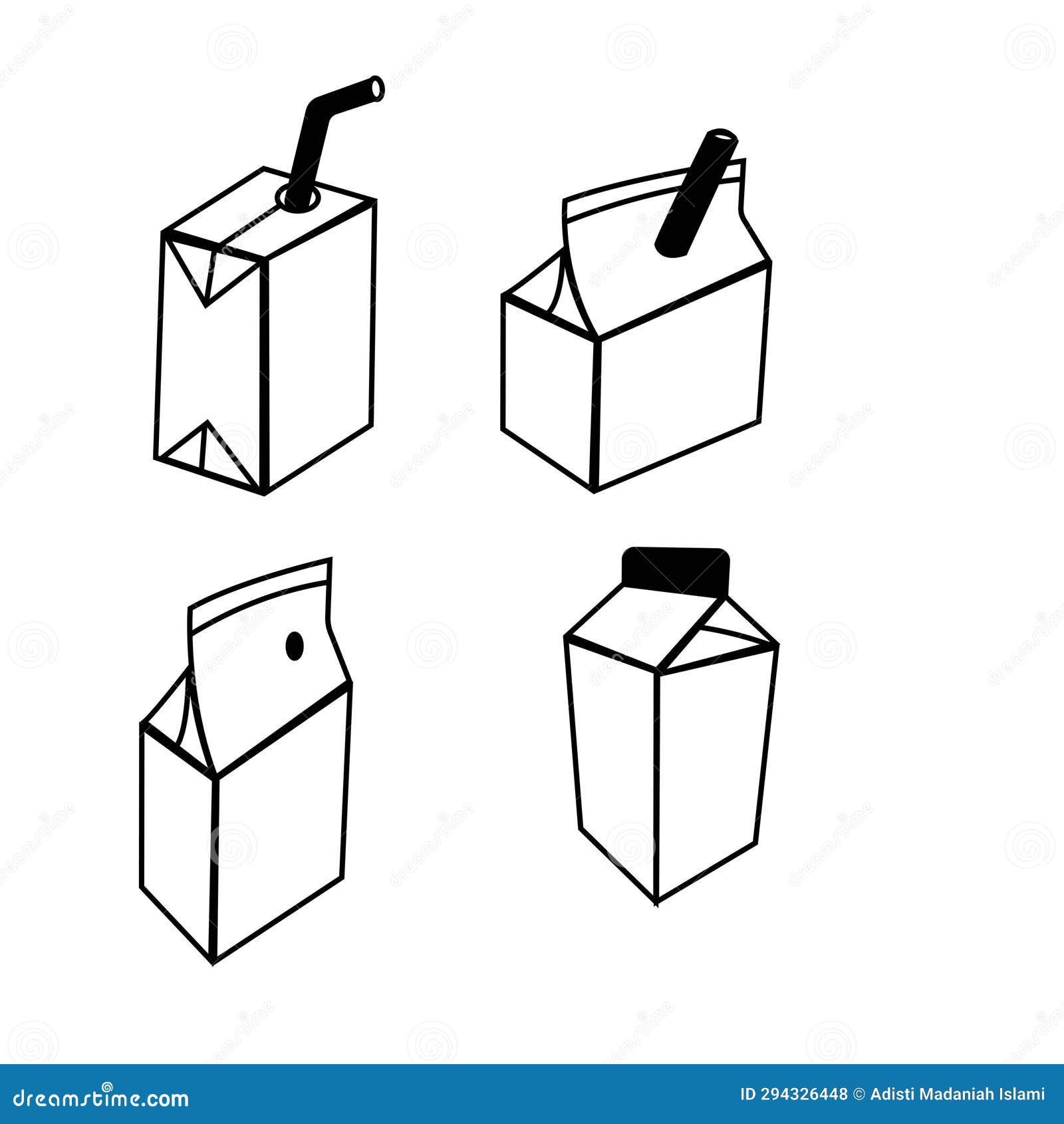 Milk Boxes, Juice Boxes Set Vector Realistic. Mock-up Packages. White ...