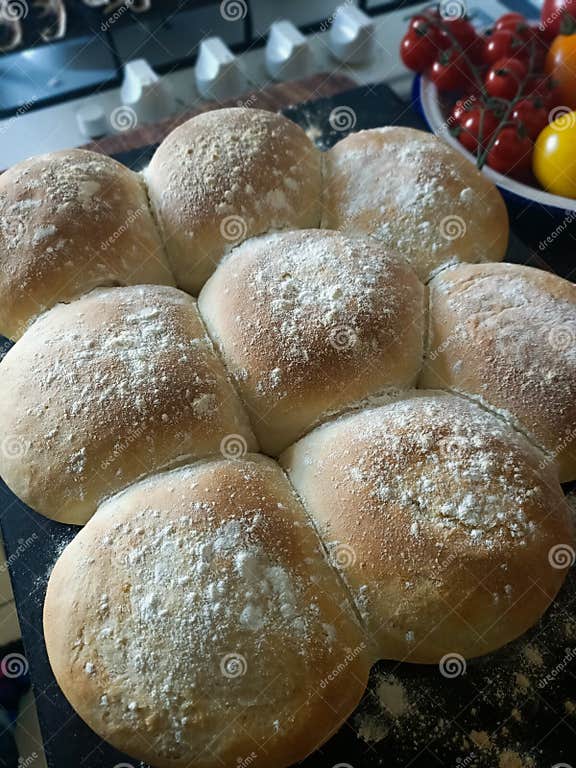 Milk bread baps stock image. Image of buttercream, icing - 189868231