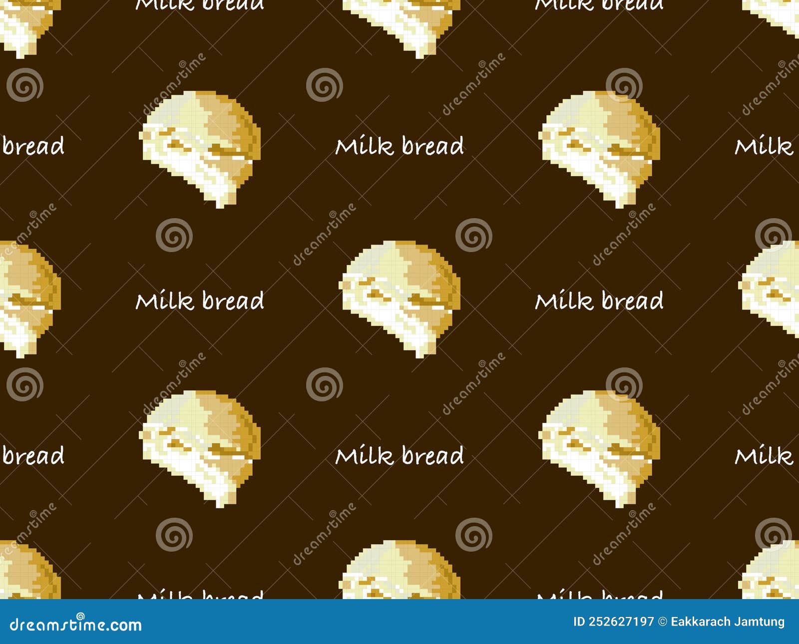 Milk Bread Seamless Pattern on Yellow Background. Pixel Style Stock Vector - Illustration of ...