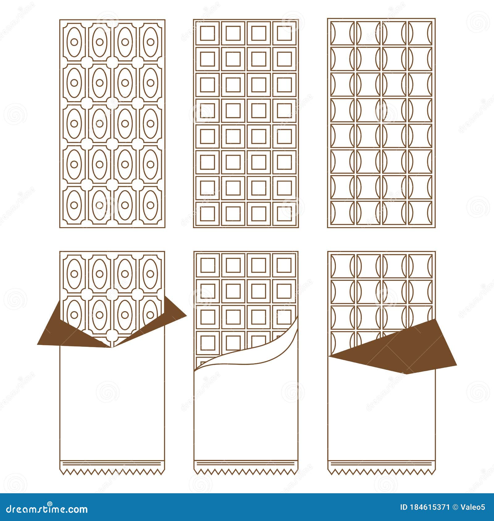 Milk Brown Chocolate Bar Pattern. Sweet Food Set Stock Vector ...