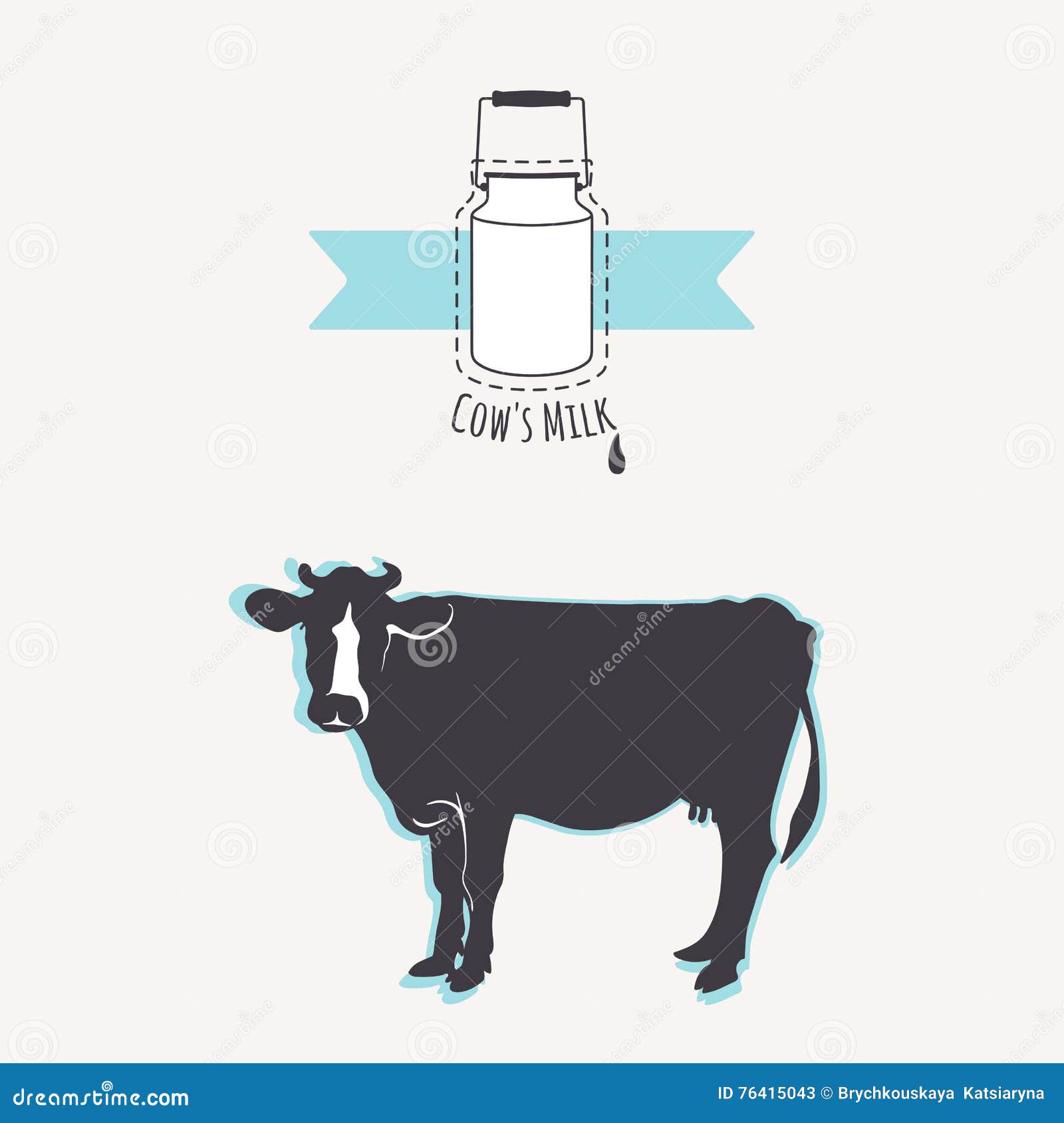 Cow, Milk Cans And Splash Milk, Logo Design. Dairy Farm, Milk Farm ...