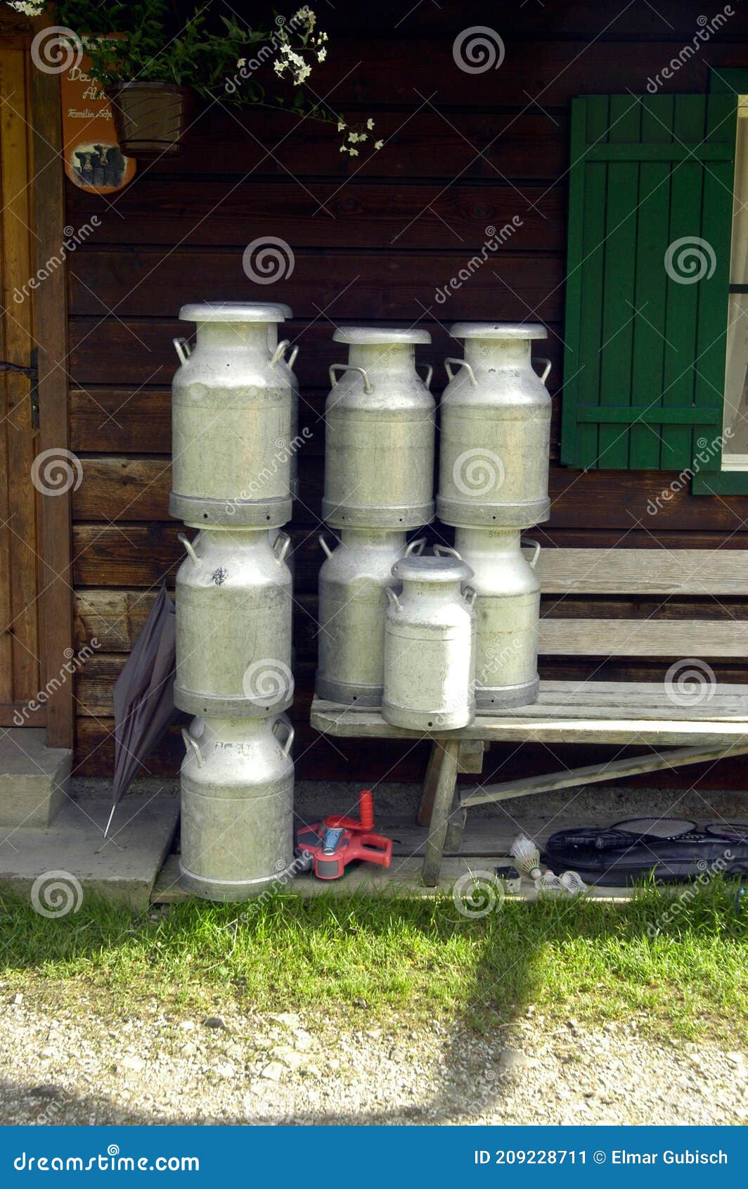 Milk cans on a dairy farm stock image. Image of dairy - 209228711