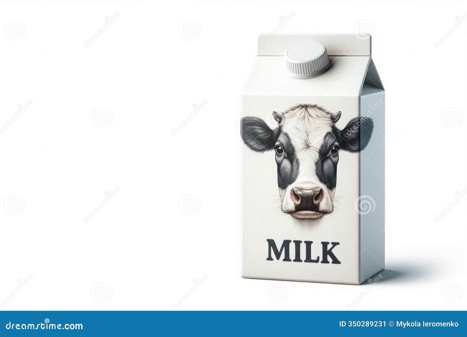 Milk Carton with the Image of a Cow. Space for Text. Stock Image ...