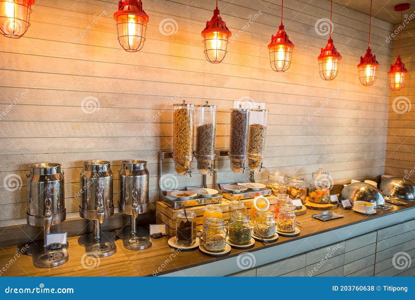 Milk, Cereal and Cornflakes Buffet Bar Stock Photo - Image of ...
