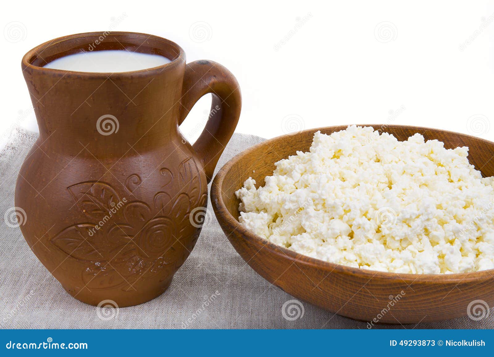 Milk and Cheese in a Clay Pot Stock Image - Image of milk, natural ...
