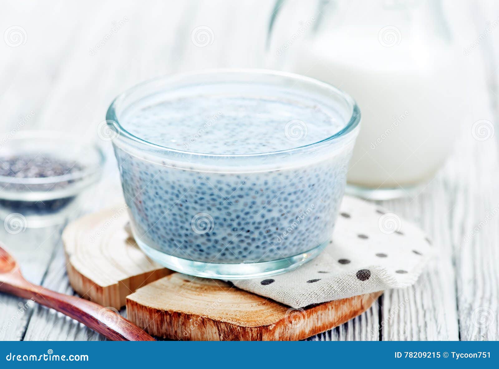 Milk with chia seed stock image. Image of honey, food - 78209215