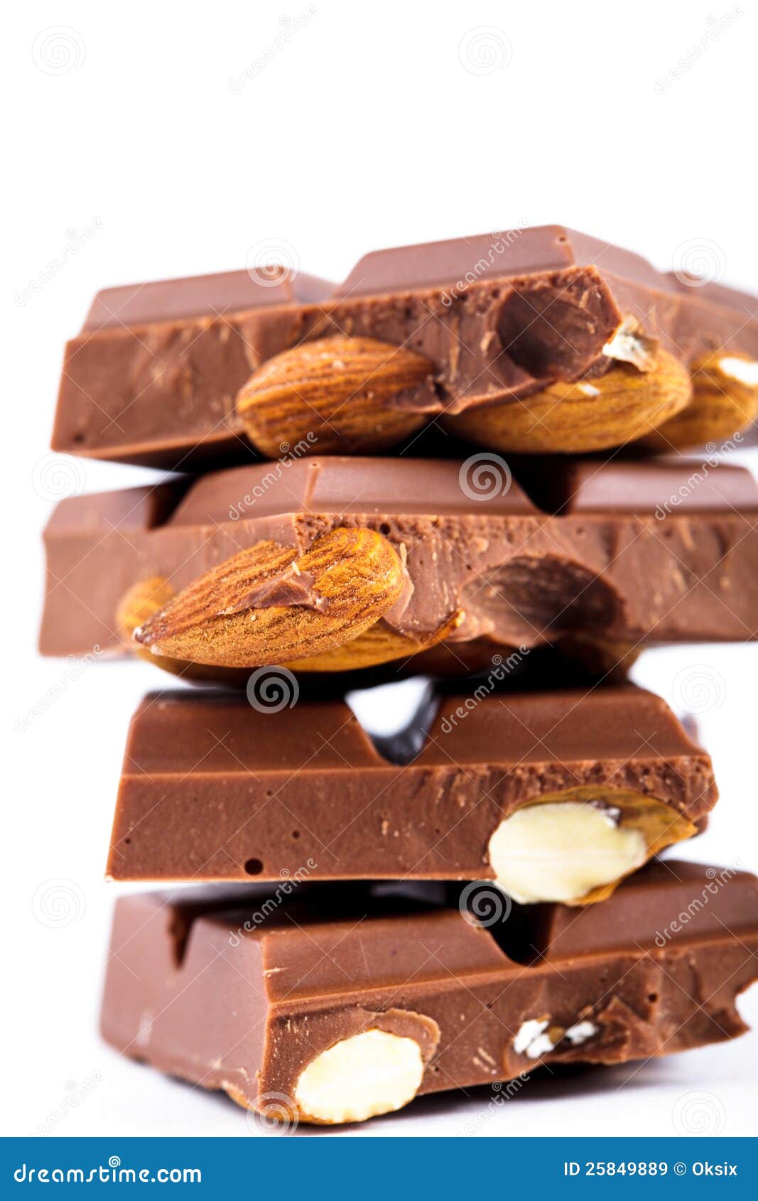 Milk Chocolate with Almonds Stock Image - Image of diet, closeup: 25849889