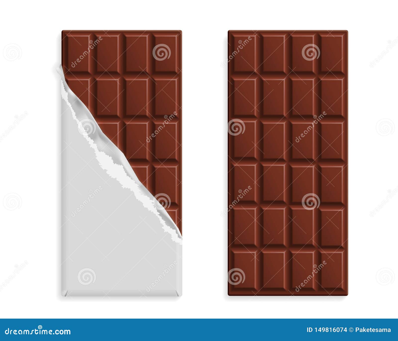 Milk Chocolate Bars in Wrapper and without Set Stock Vector ...