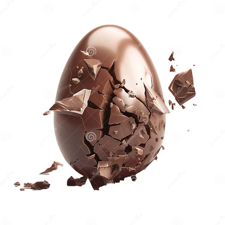 Chocolate Easter Egg Exploding on White Background Stock Image - Image ...