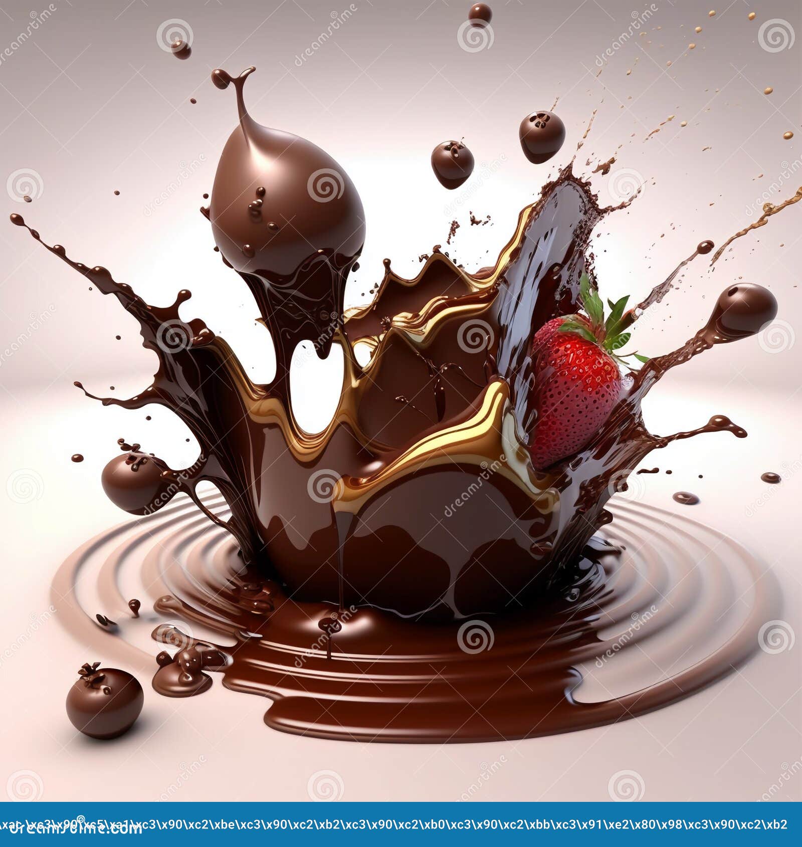 Milk Chocolate Explosion with Drops and Berries Banner Concept Stock ...
