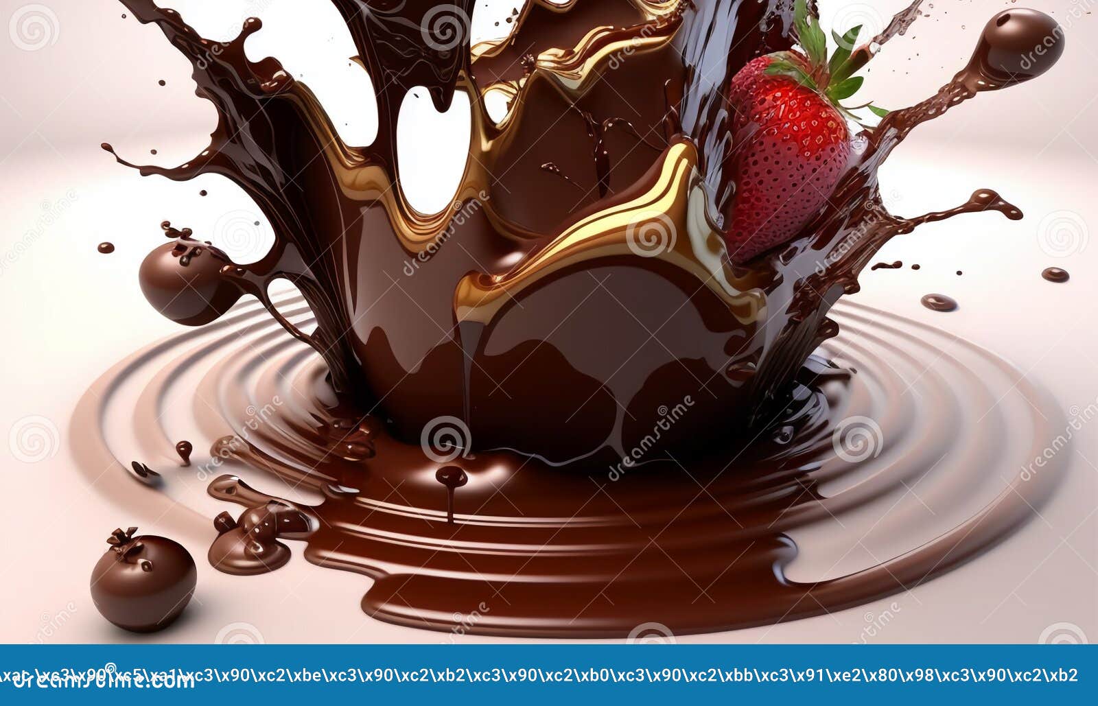 Milk Chocolate Explosion with Drops and Berries Stock Illustration ...