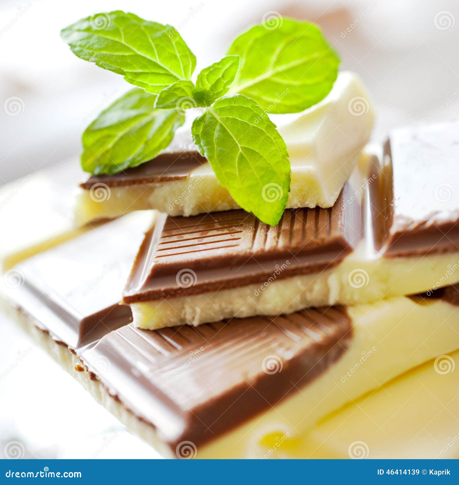 Milk Chocolate with Fresh Mint Stock Image - Image of dessert, milk ...