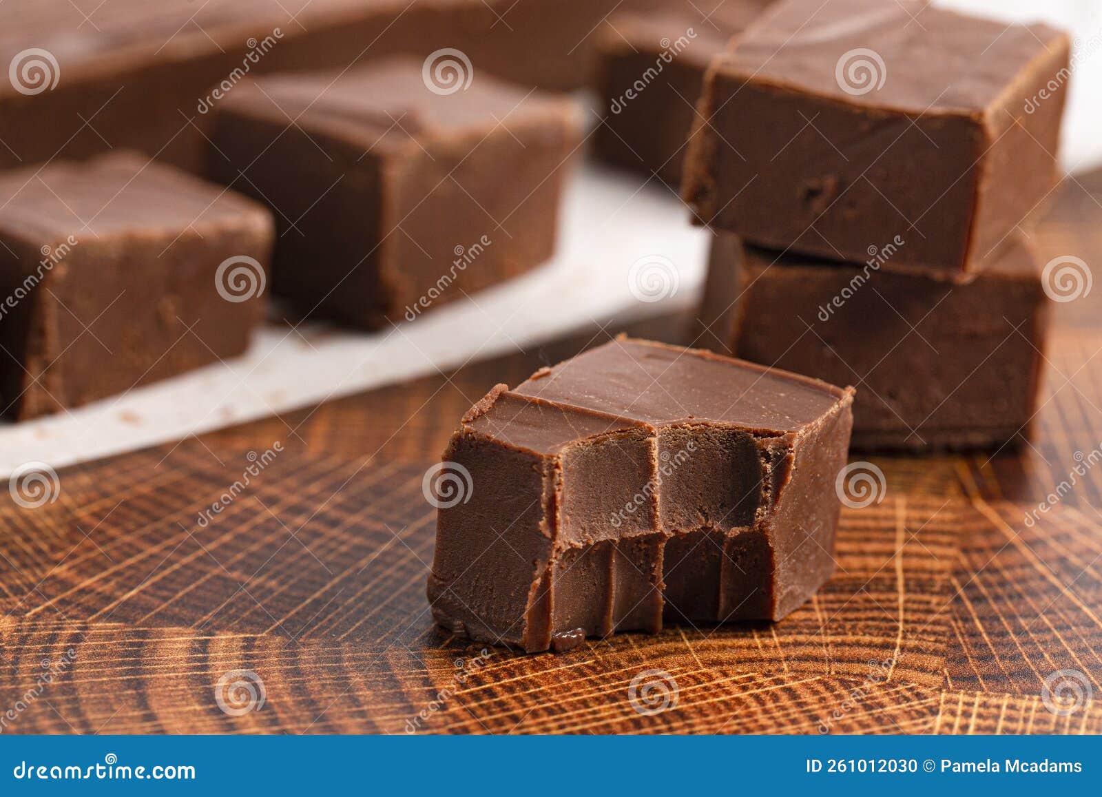 Milk Chocolate Fudge in 1 Inch Cubes Stock Photo - Image of condensed ...