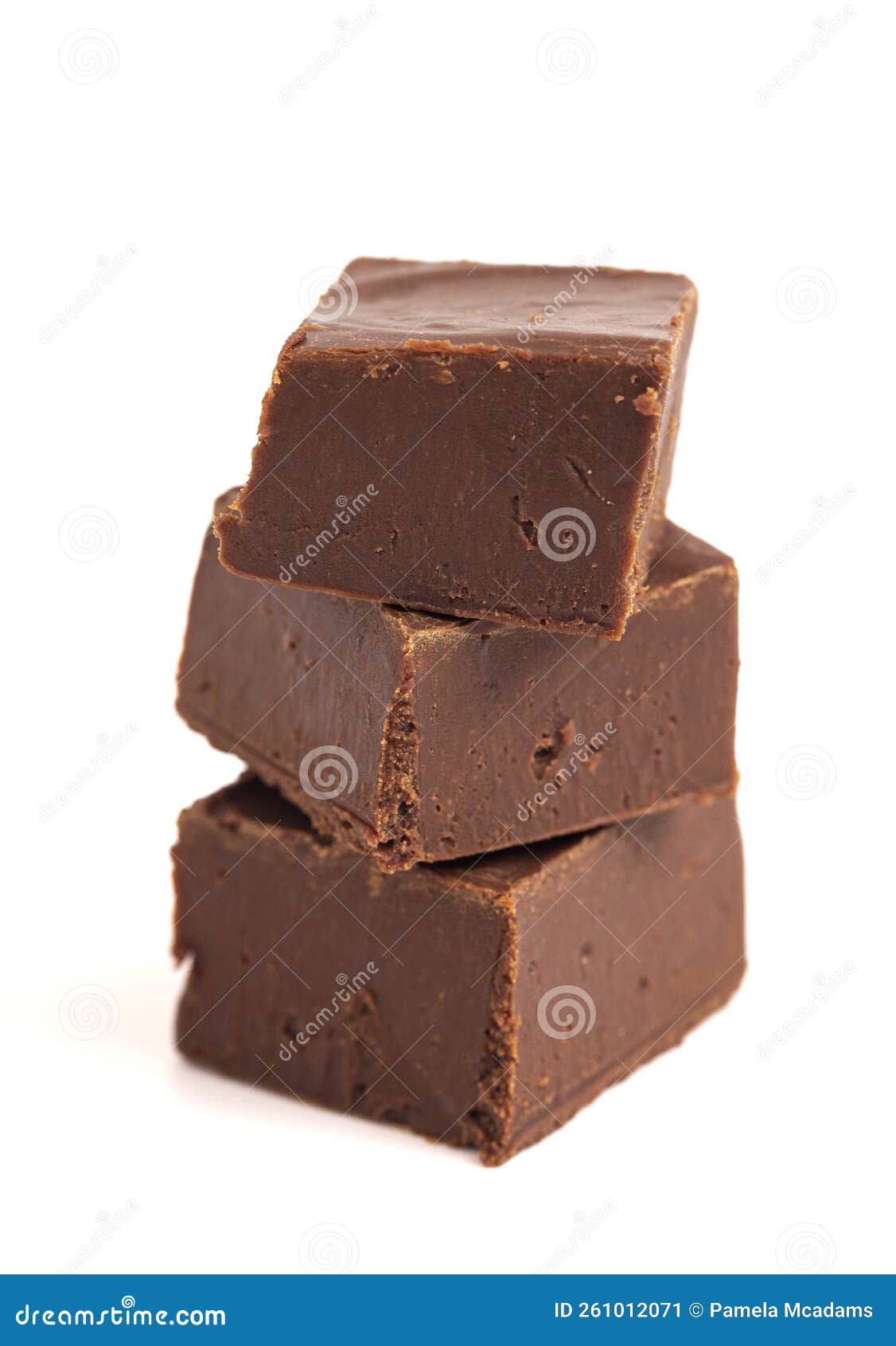 Milk Chocolate Fudge in 1 Inch Cubes Stock Image - Image of single ...