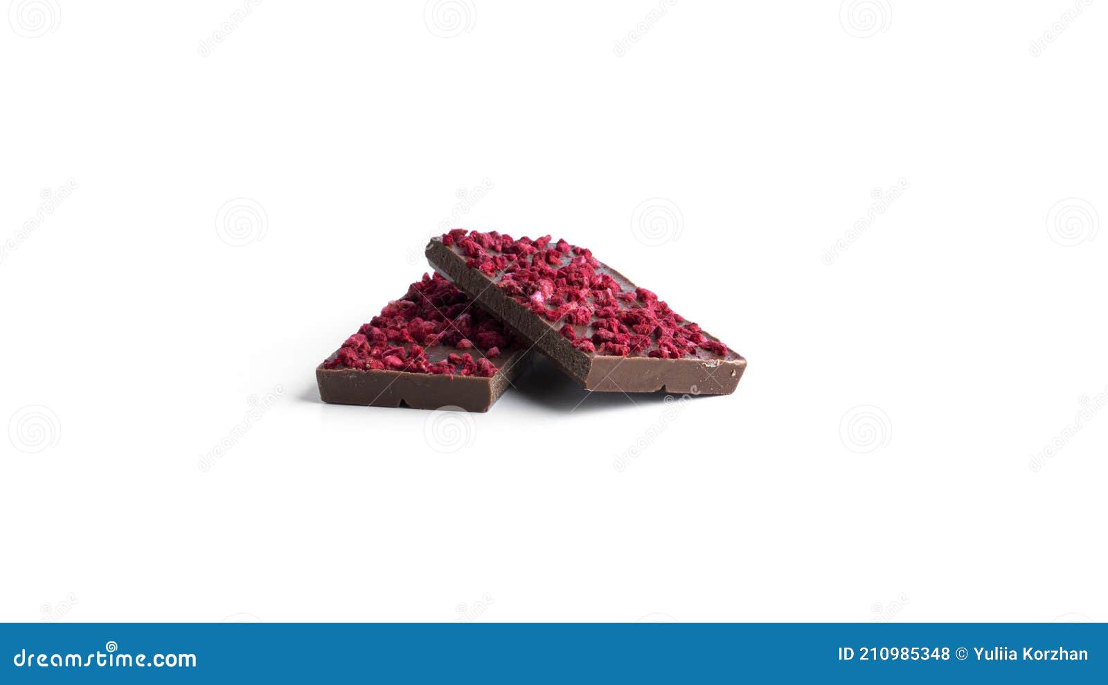 Milk Chocolate with Raspberry Slices Isolated on a White Background ...