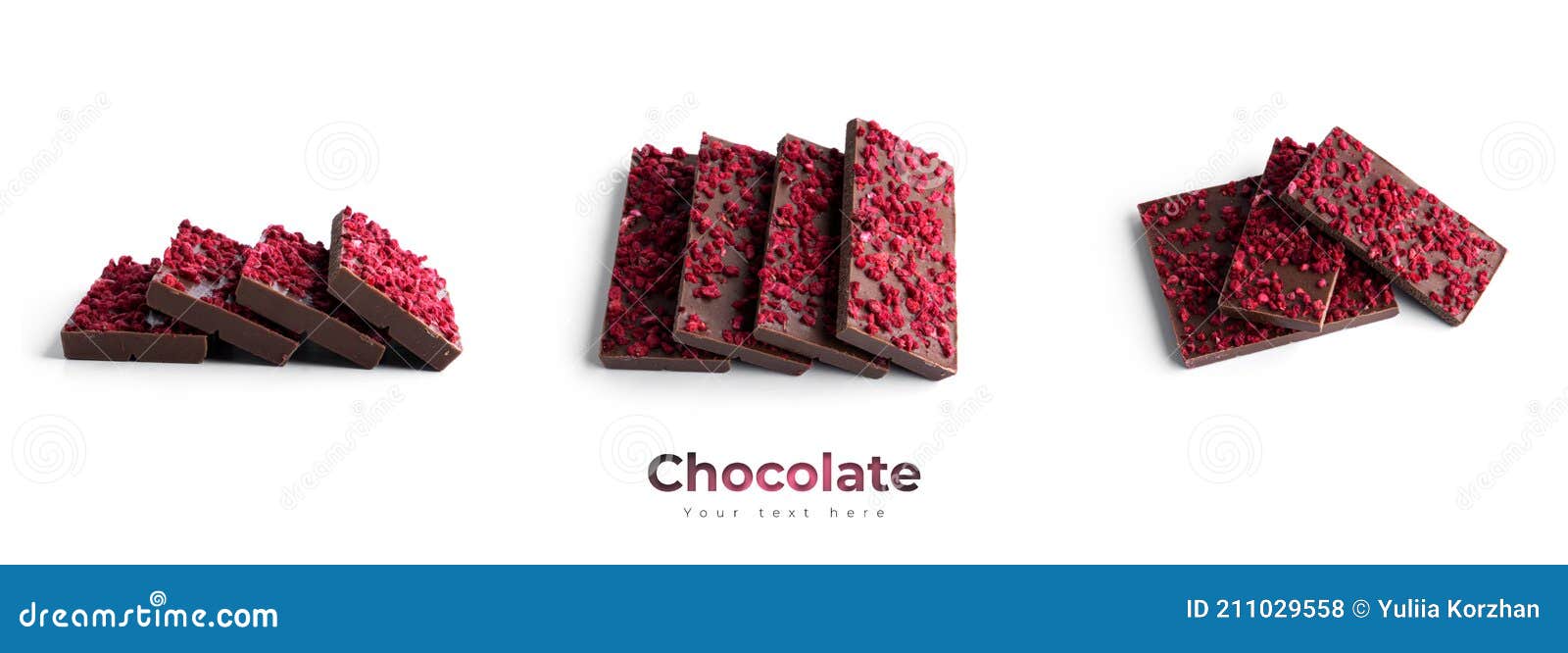 Milk Chocolate with Raspberry Slices Isolated on a White Background ...
