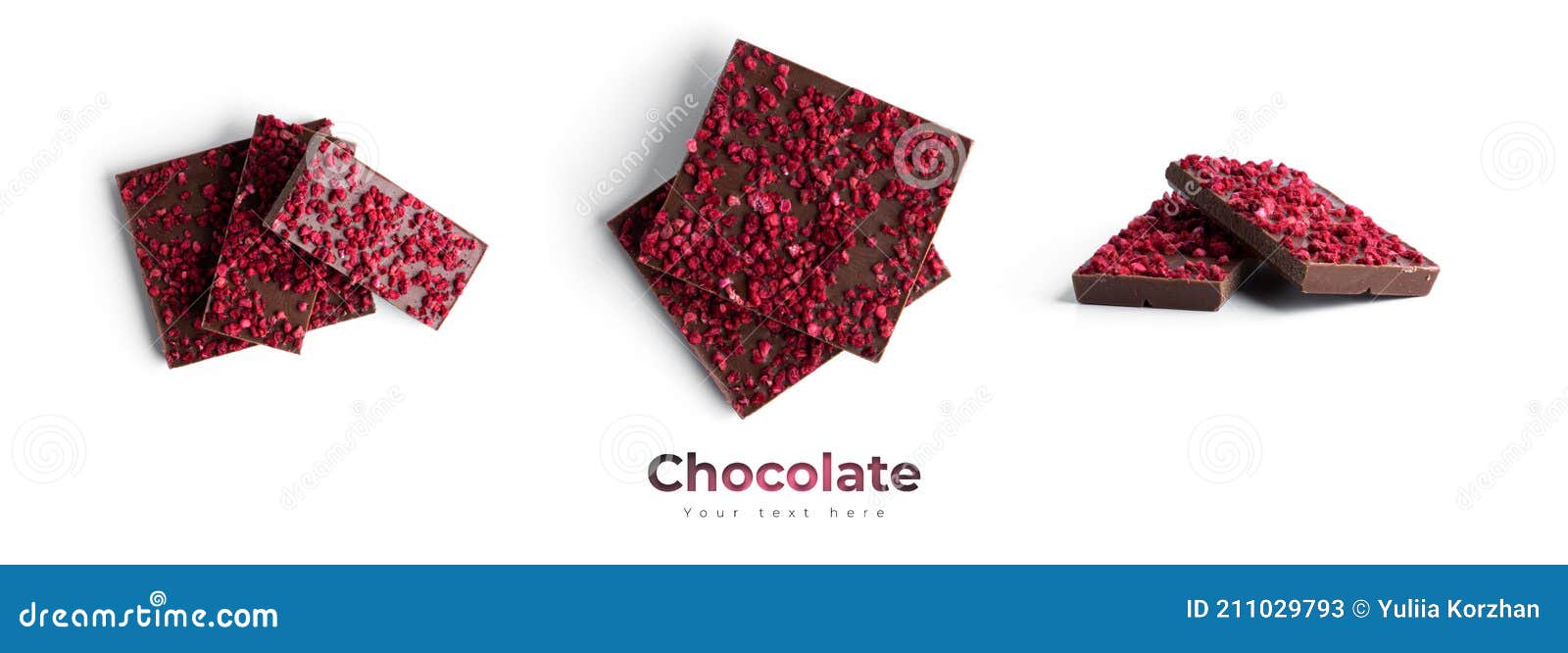 Milk Chocolate with Raspberry Slices Isolated on a White Background ...