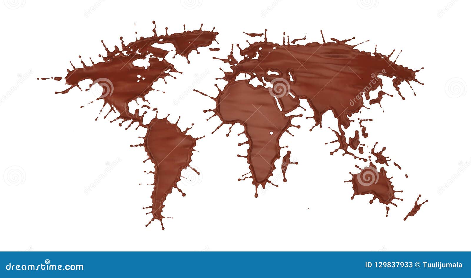 Milk Chocolate Splash in Shape of World Map Stock Illustration ...