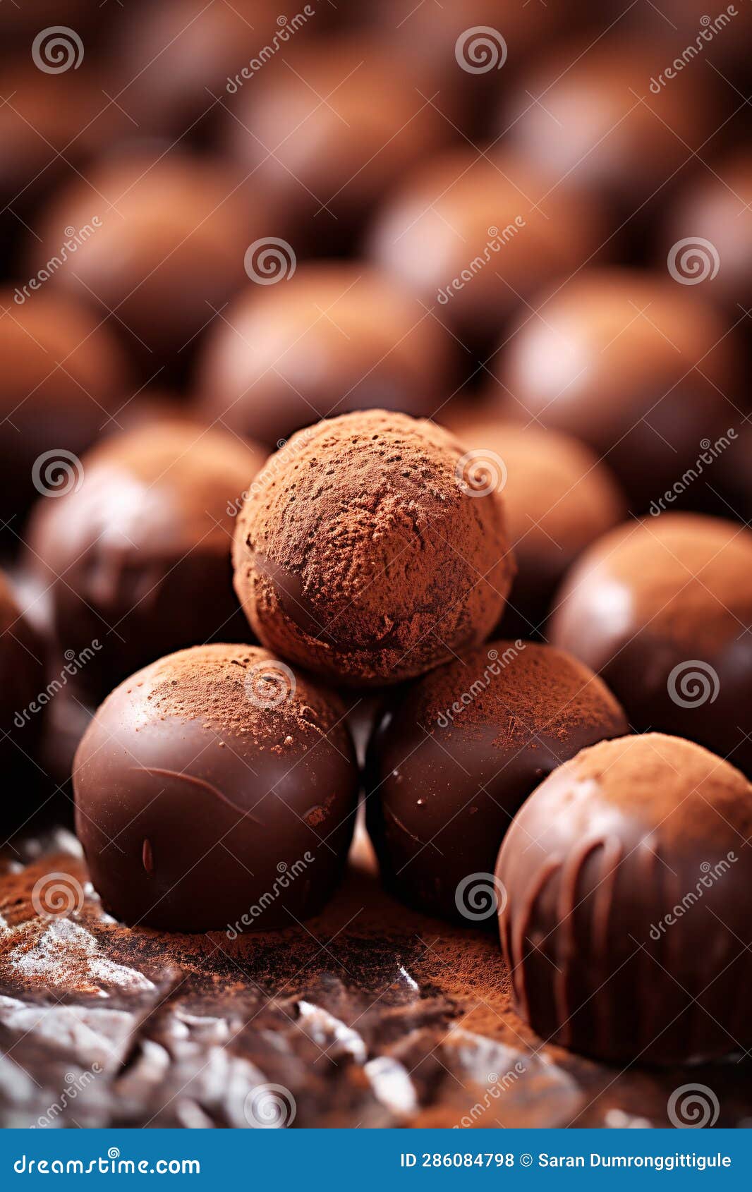 Luxurious Milk Chocolate Truffles on Bright Polished Surface with Bokeh ...