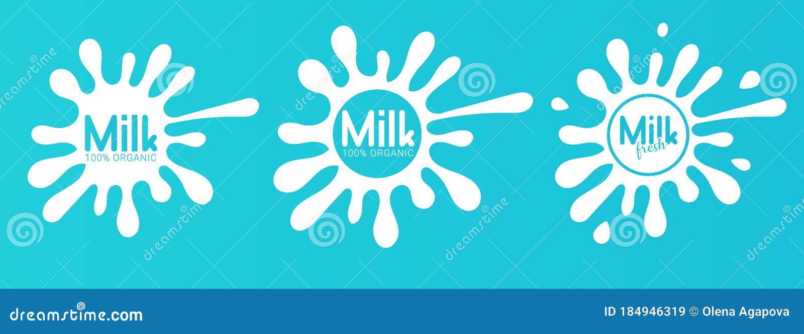 Milk Circle Badge and Dairy Labels with Splashes and Bolts. Milk Badge ...
