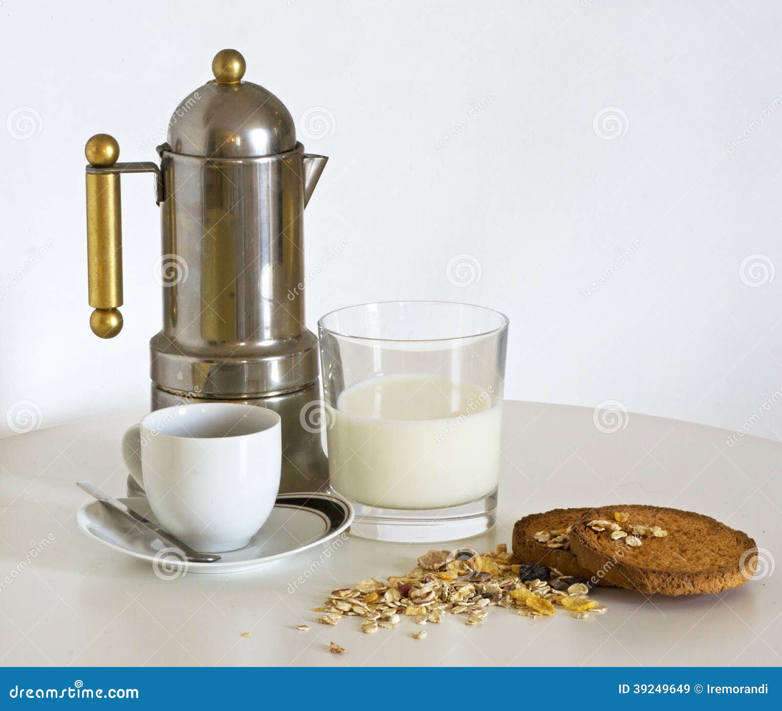 Milk, coffee and muesli stock image. Image of business - 39249649