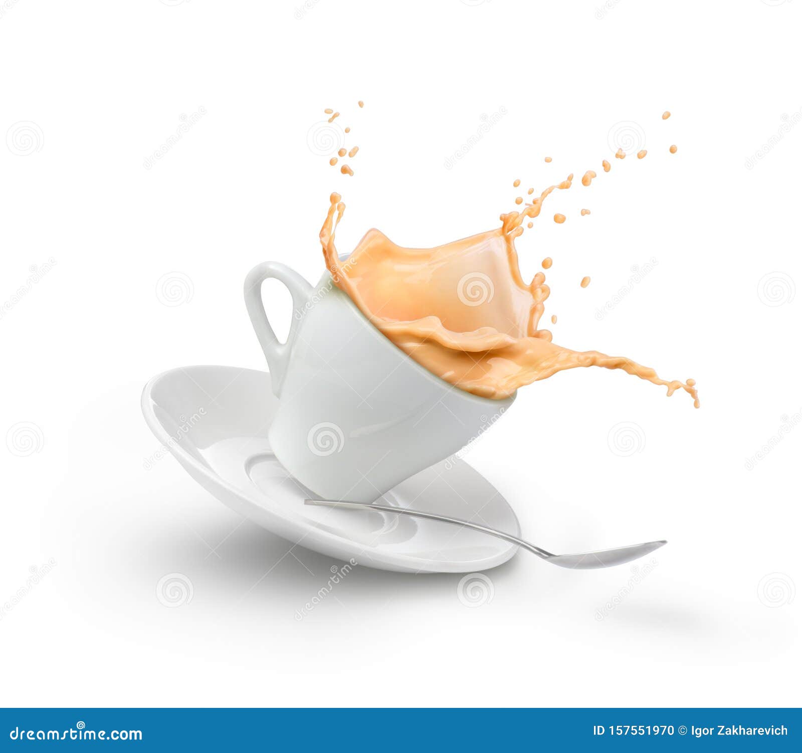 Milk Coffee Splash in White Cup Stock Photo - Image of liquid, dairy ...