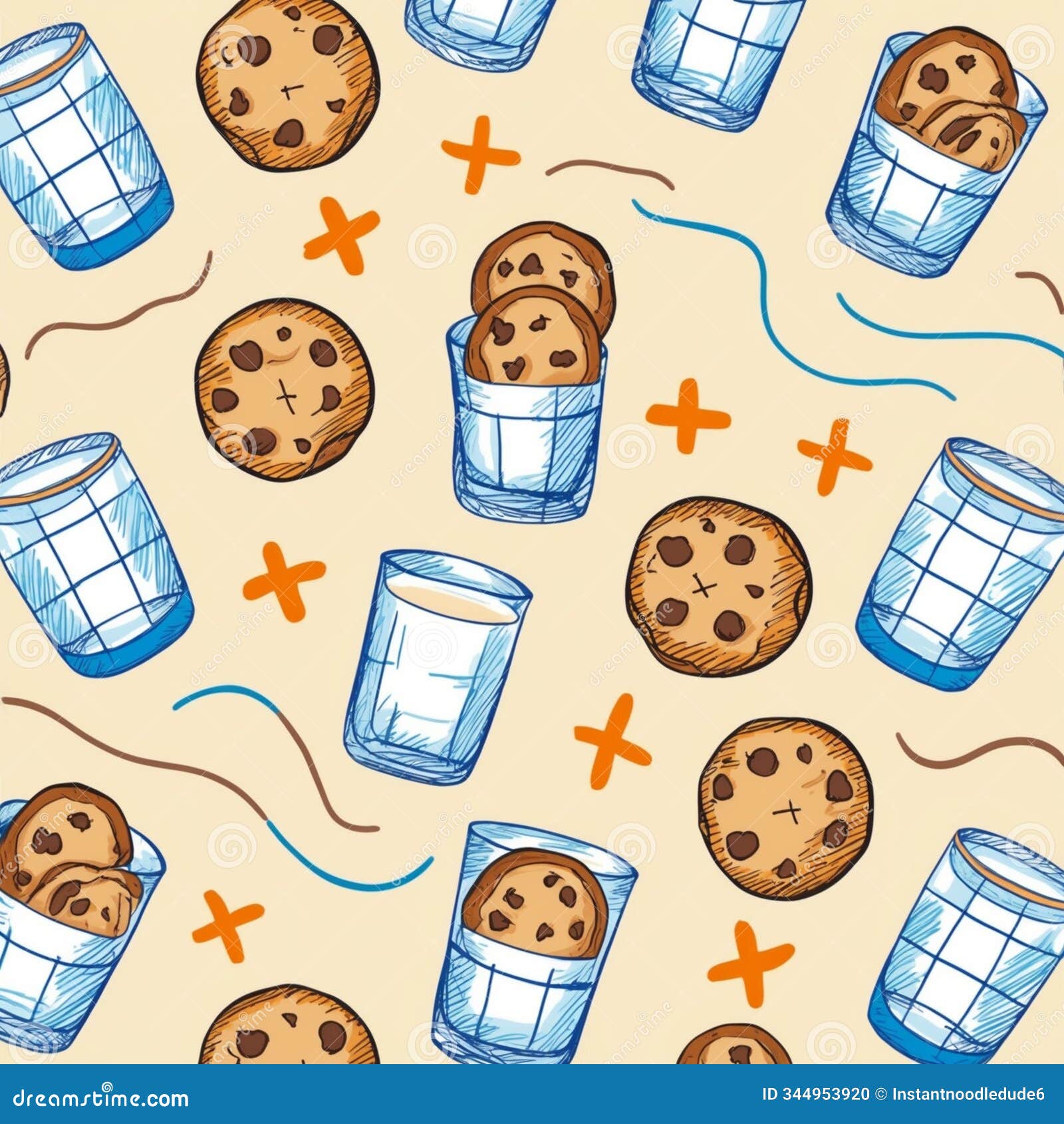 Milk and Cookie Setup Pattern Stock Illustration - Illustration of ...