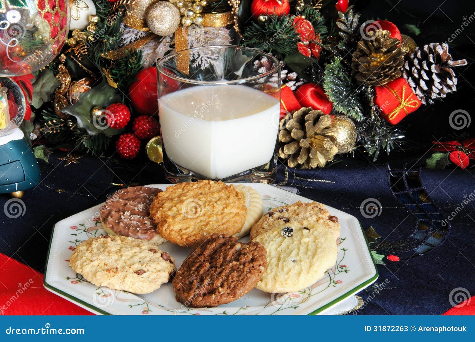 Milk and Cookies for Father Christmas. Stock Image - Image of christmas ...