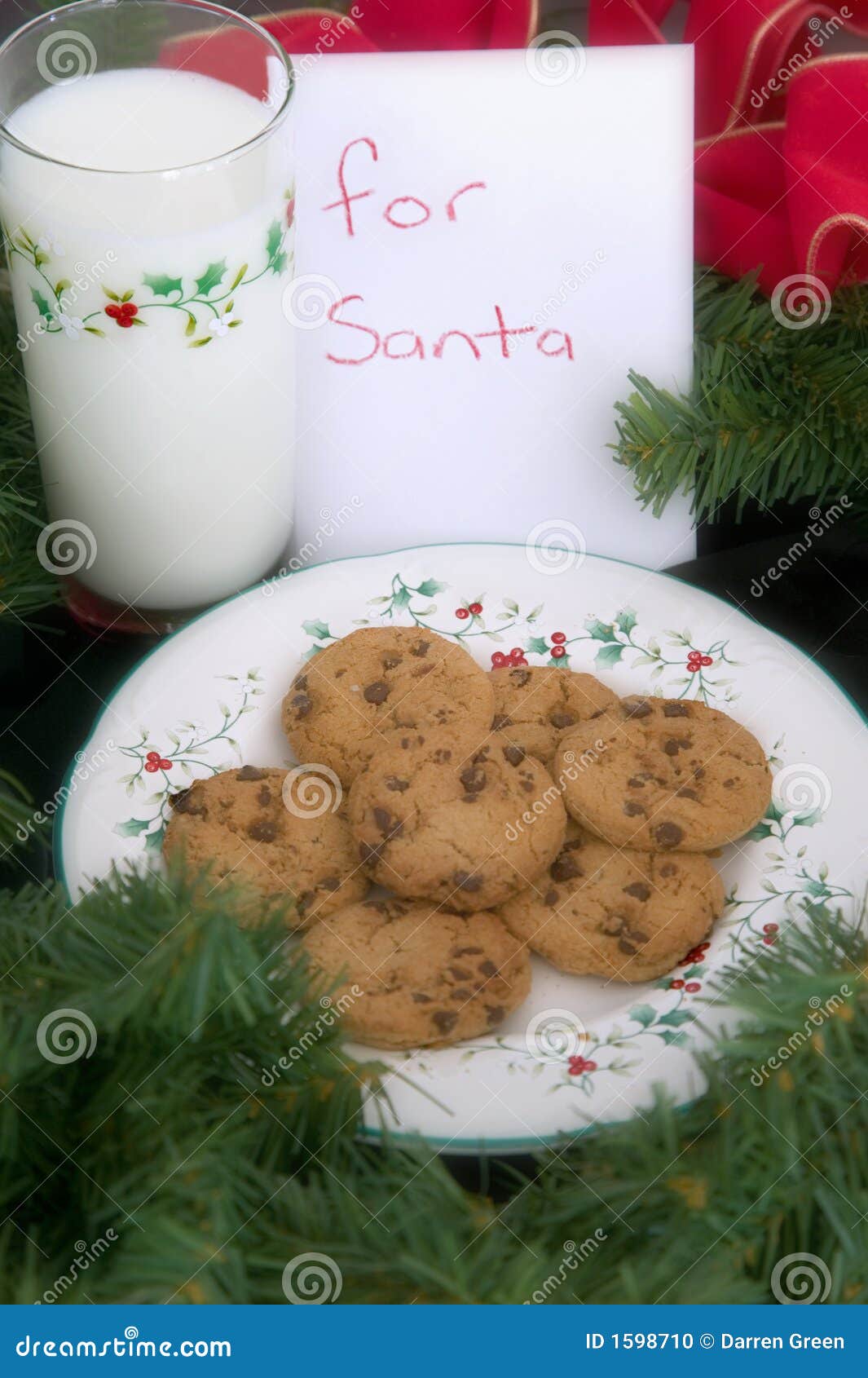 Milk and cookies for Santa stock photo. Image of plate - 1598710